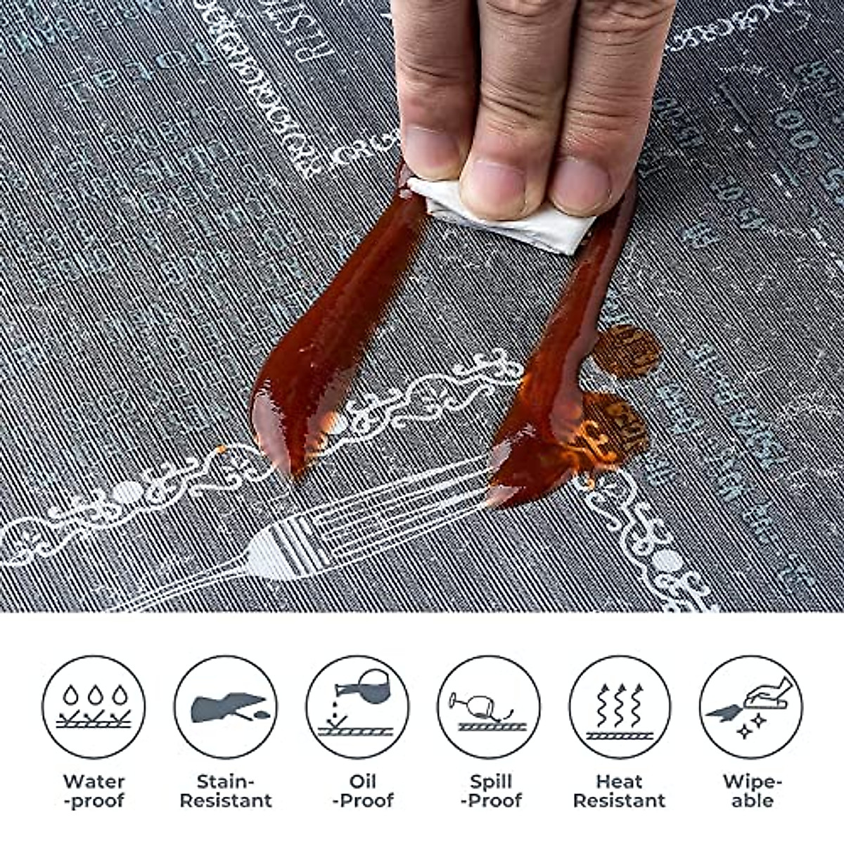 CHRAMACY Vinyl Tablecloth Waterproof - Oil Proof Spill-Proof Heavy Duty Rectangle Plastic Table Cloth - Wipe Clean PVC Table Cover for Halloween Summer Indoor,Outdoor (Black,54" x 78")