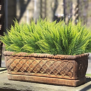 Artificial Plants, 12 Bundles Fake Boston Fern Greenery Outdoor UV Resistant Plastic Flowers Indoor Outside Hanging Planter Home Garden Decor