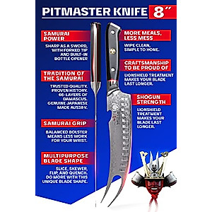 Dalstrong Pitmaster BBQ & Meat Knife - 8 inch - Shogun Series ELITE - Forked Tip & Bottle Opener - Japanese AUS-10V Super Steel - G10 Handle - w/Sheath