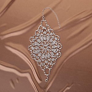 YERTTER Elegant Rhinestone Bridal Slave Chain Link Bracelet Silver Gold Crystal Wedding Hand Harness Bangle Finger Rings Adjustable Hand Jewelry Accessories for Women and Girls