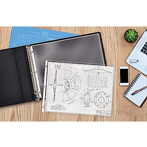 50 Pack 11x17 Inch Heavyweight Diamond Clear Sheet Protectors, Side Loading, Ledger Sheet Protectors, by Gold Seal, 3-Hole Punched