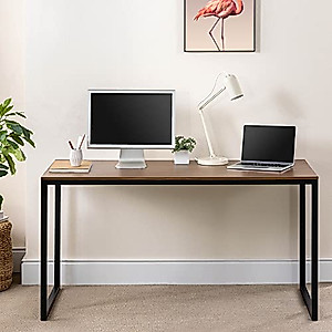 ZINUS Jennifer 55 Inch Black Frame/ Computer Workstation, Office Desk, Easy Assembly, Brown