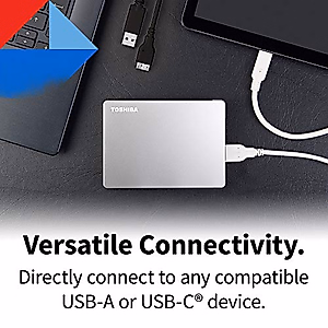 Toshiba Canvio Flex 4TB Portable External Hard Drive USB-C USB 3.0, Silver for PC, Mac, & Tablet - HDTX140XSCCA