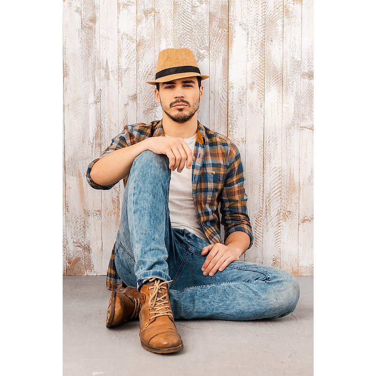 NAVISIMA 1920s Panama Style Fedora Hats for Kids Teeangers Men and Women - Sun Fedora Hat with Band - Trilby Summer Beach Hat - White (Medium)