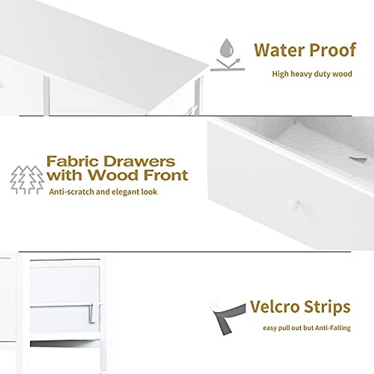 KAI-ROAD Tall White Dresser for Bedroom with 10 Drawer Dressers & Chests of Drawers Fabric Dresser Storage Tower for Closet Kids and Adult Modern