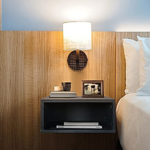 Glamyin Floating Nightstand with Drawer, Wall Mounted Nightstands Bedroom, Beside Shelf, Farmhouse Nightstands