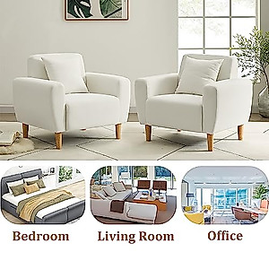 FREEHOMAE Polyester Accent Chair for Living Room Square Arm Chair with Toss Pillow Comfy Single Sofa Club Chair for Small Space