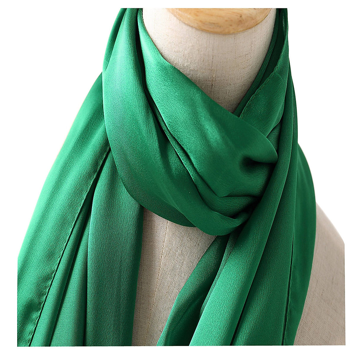 Bellonesc Silk Scarf 100% silk Long Lightweight Sunscreen Shawls for Women (fresh green)
