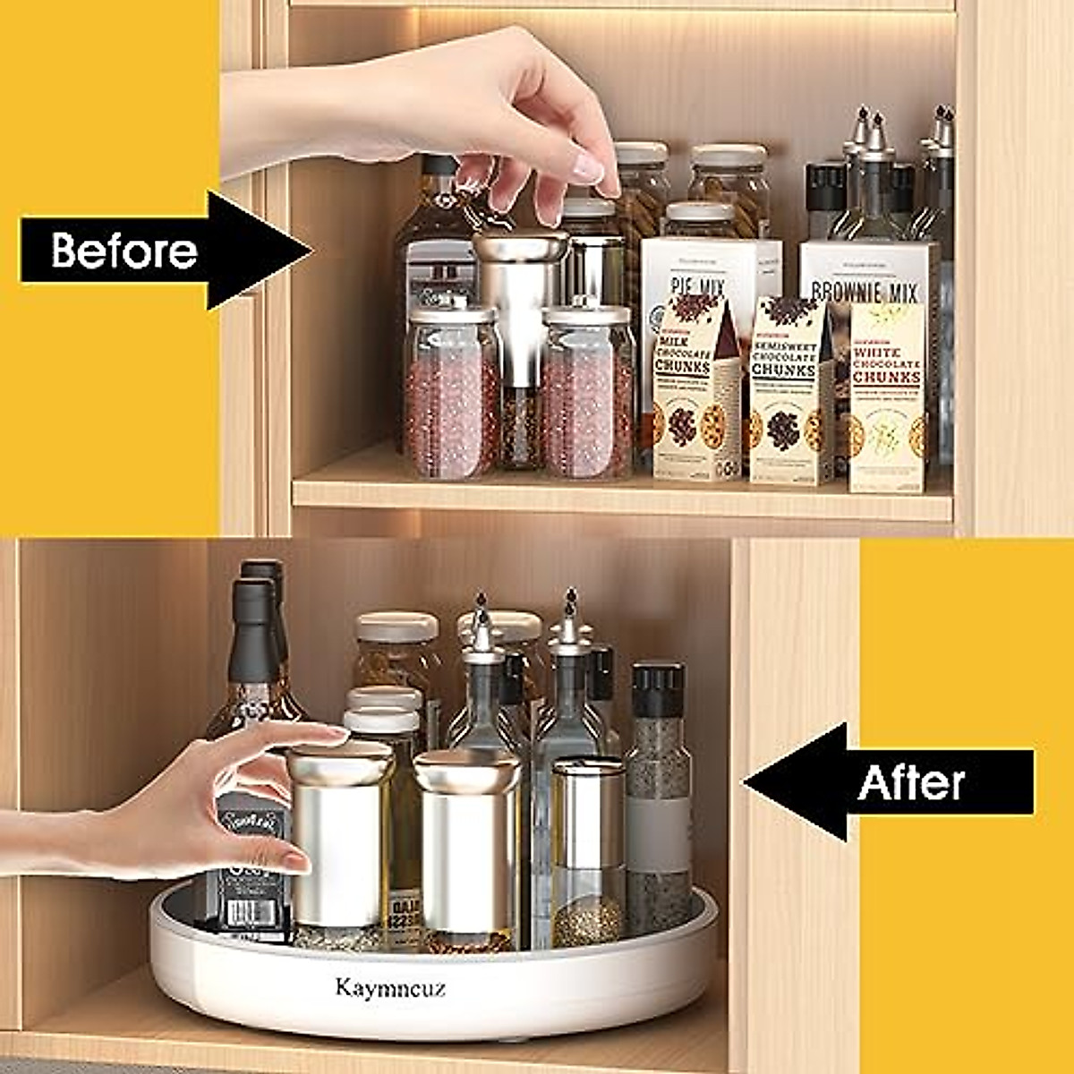 10 Inch Non Skid Lazy Susan Organizer, Spice Rack Organizer, Lazy Susan Turntable, Turntable Rack for Cabinet, Pantry Organization and Storage, Kitchen, Fridge, Bathroom Makeup, 4 Pack