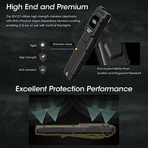 Nitecore EDC27 3000 Lumen Flat EDC Flashlight, USB-C Rechargeable High Performance Slim Compact Pocket Light with Digital Display and LumenTac Case
