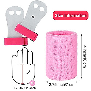 2 Gymnastics Grips Wristbands Sets for Kids Youth, Palm Protection and Wrist Support Sports Accessories for Workout Exercise (Pink, Black, White)