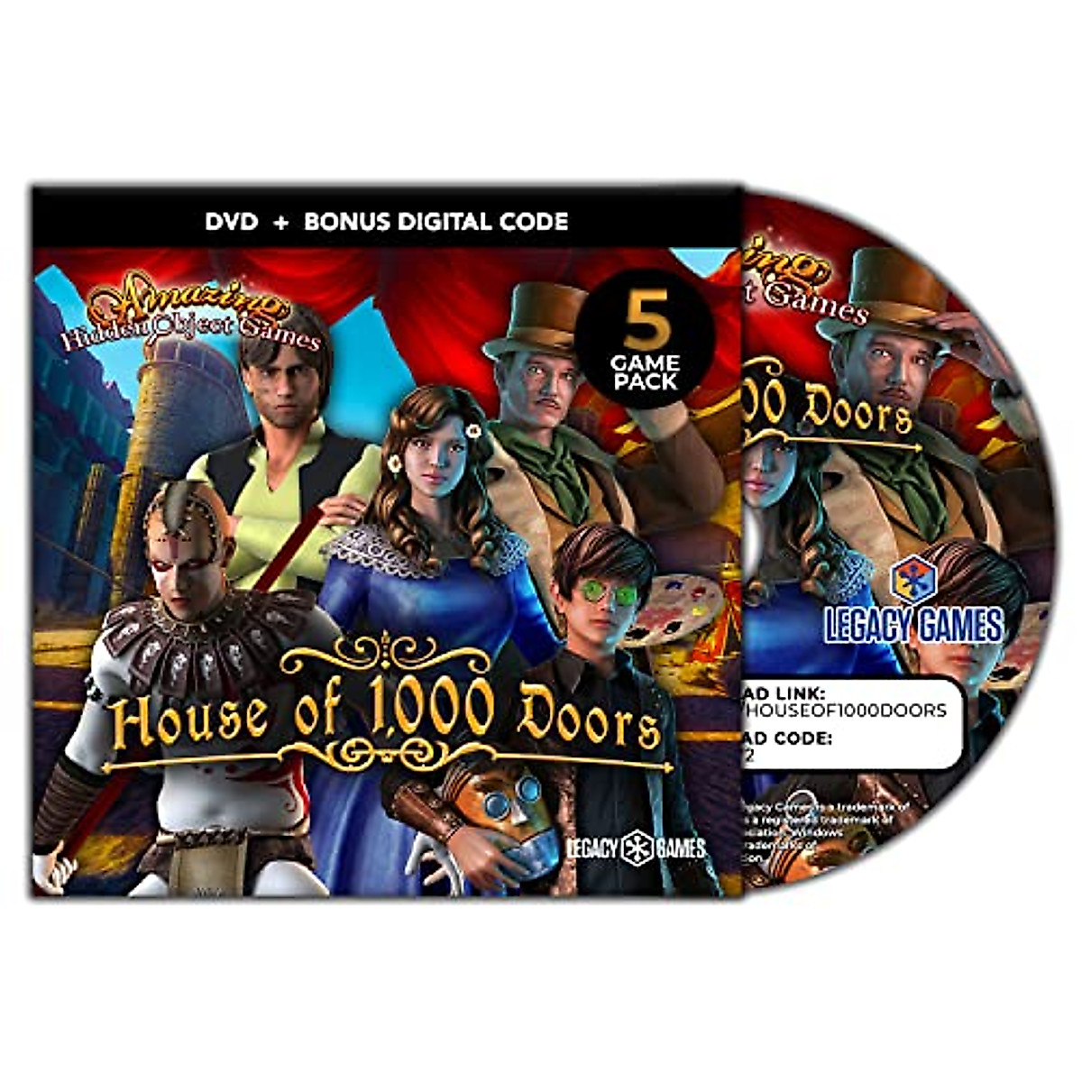 Legacy Games Amazing Hidden Object Games for PC: House of 1000 Doors (5 Game Pack) - PC DVD with Digital Download Codes