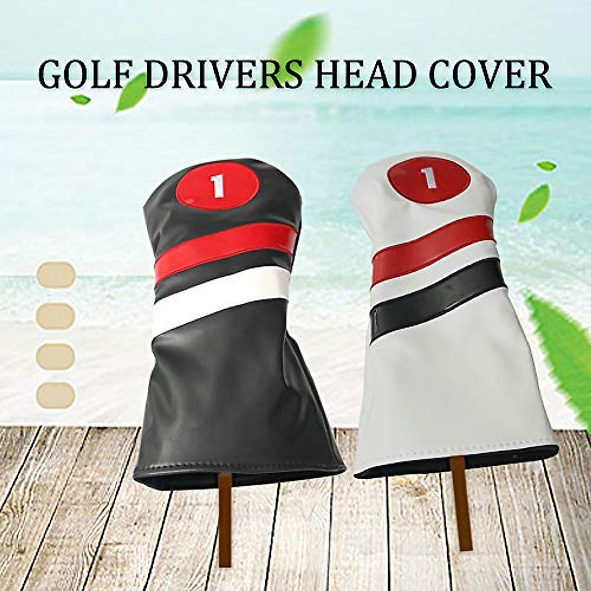 Yajun 3Pcs/Set Golf Club Head Covers Woods Driver 3 5 Wood Fairway PU Headcovers Men Women with Number Tag,White