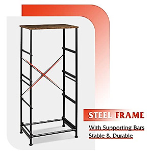 WLIVE Dresser with 4 Drawers, Fabric Storage Tower, Organizer Unit for Bedroom, Hallway, Entryway, Closets, Sturdy Steel Frame, Wood Top, Easy Pull Handle, Rustic Brown Wood Grain Print