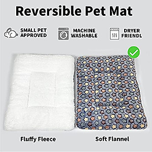 2 Packs of Square Plush Guinea Pig Bed and 1 Small Animals Playpen (Size L), Cozy Hamsters Sugar Glider Hedgehog Sleep Bed, Rabbit Cage Accessories Mat