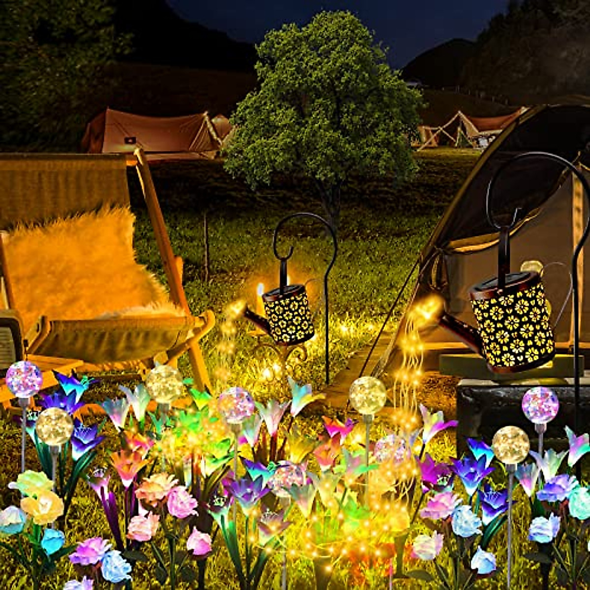 Garden Decor Solar Lights Outdoor Watering Can Decoration Hanging Lantern Waterproof for Lawn Patio Garden Courtyard Yard Pathway Walkway Outdoor Gardening, Gift for Mom Grandma Women Birthday