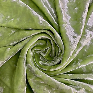 Samantha Lime Green Silver Polyester Stretch Crushed Velvet Fabric by The Yard for Bows, Topknot. Headwraps, Clothes, Costumes, Crafts