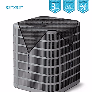 COARBOR 32"x32" Outdoor AC Unit Cover Mesh Outside Air Conditioner Compressor Condenser Defender Cover Dog Playpen Cover with 4 Bungee Cords