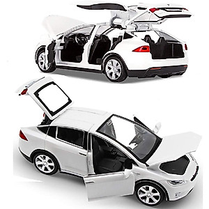 gidoyi Toy Car Model X, Pull Back Car Toys Alloy Vehicles with Lights and Sound 1:32 Scale Model Car (White)