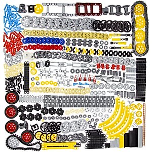 Habow 1085pcs Technic-Parts Gears-Axle-Pin-Connector Compatible with Lego-Technic Shock bsorber Wheels Chain Link Frame Joints Cam Worm Cogs Steering Differential Kit. MOC Pieces for Building-Blocks.