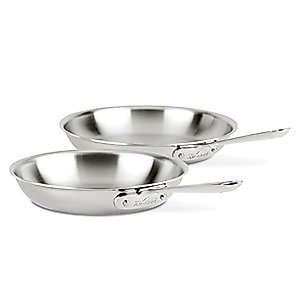 All-Clad D3 3-Ply Stainless Steel 2 Piece Fry Pan Set 10, 12 Inch Induction Oven Broil Safe 600F Pots and Pans, Cookware