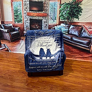 Maylian Fleece Blanket to My Sister Best Friend Bestie Printed Quilts Blanket Positive Encourage Flannel Blanket Gifts (50 * 60 inch,2)