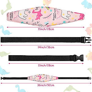 HESTYA 2 Pieces Baby Carseat Head Support Band Strap Headrest Stroller Seat Sleeping Headrest Neck Relief Head Strap Headband for Kids Children Toddler Infant(Unicorns and Dinosaurs)