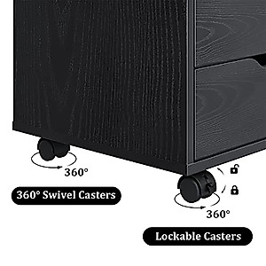 Panana 5/7 Drawer Chest, Wooden Tall Dresser Storage Dresser Cabinet with Wheels, Office Organization and Storage, Bedroom Furniture (5 Drawer, Black)