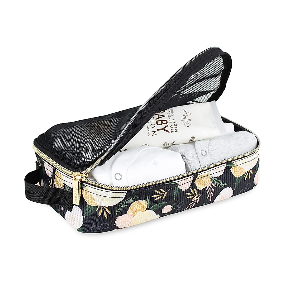 Chelsea + Cole for Itzy Ritzy Packing Cubes – Set of 3 Floral Packing Cubes or Travel Organizers; Each Cube Features a Mesh Top, Double Zippers and a Fabric Handle; Floral