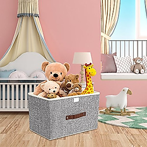 TYEERS Foldable Storage Boxes with Lids 2 Pack Fabric Storage Bins with Lids, Closet Organizers for Clothes Storage, Room Organization, Office Storage, Toys - Gray