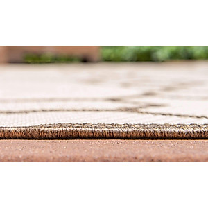 Unique Loom Outdoor Trellis Collection Area Rug - Geometric (6' 1" x 9' Rectangle, Beige/ Brown)
