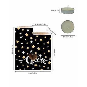 Star Gold Candle Holder with Tea Light,Vintage Wood Tealight Candle Stick Holder Pillar Centerpiece,Heart-Shaped Tall Wooden Tea Light Candle Holders Set Merry Cheers Modern Minimalist Grey Black