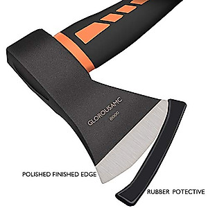 Chopping Axe, 15” Camping Outdoor Hatchet for Wood Splitting and Kindling, Forged Carbon Steel Heat Treated Hand Maul Tool