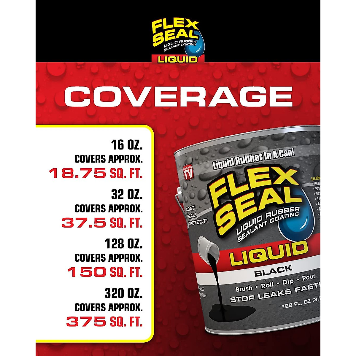 Flex Seal Liquid, 32 oz, Clear, Liquid Rubber Coating Sealant, Waterproof, Flexible, Breathable, and UV Resistant, Roof Repair, Basements, RV, Campers, Trailers, Marine, EPDM, Masonry
