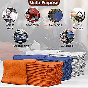 Nabob Wipers Auto Mechanic Shop Towels 25 Pack Shop Rags 100% Cotton Size 14"x14" Commercial Grade (25 Pack, Blue)