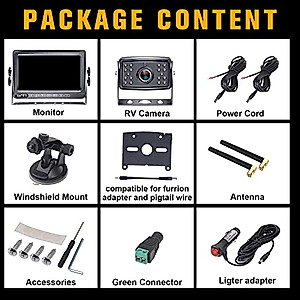 AMTIFO RV Backup Camera Wireless HD 1080P 8 Inch Touch Key Monitor Trailer Rear View System for Truck 5th Wheel Camper Reverse Cam DVR Split Screen 4 Channels Compatible with Furrion Pre-Wired RVs A5