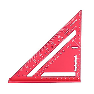 Compact Aluminum Woodworking Ruler Clear Scale, Double Sided Marking, 7.3in / 18.5cm, for Determining and Marking Angles (Red)