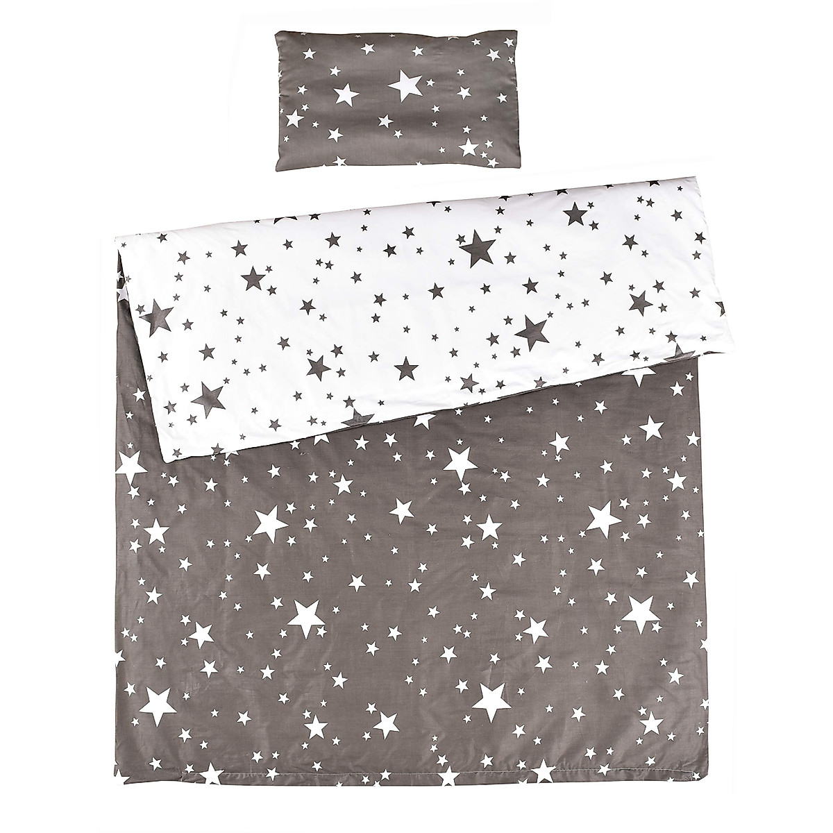 MEJU Star Twinkle 100% Cotton Duvet Cover 43" X 59" + Pillowcase 13" X19" Bedding Set with Zipper Closure for Baby Toddler Boys Girls Crib Bed Decoration Gift