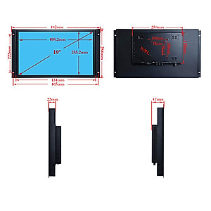 iChawk 19'' inch PC Monitor 1440x900 16:10 Widescreen HDMI-in USB Mteal Case Embedded Open Frame Wall-Mounted Industrial 4 Wires Resistive Touch LCD Screen Display with Built-in Speaker K190MT-592R