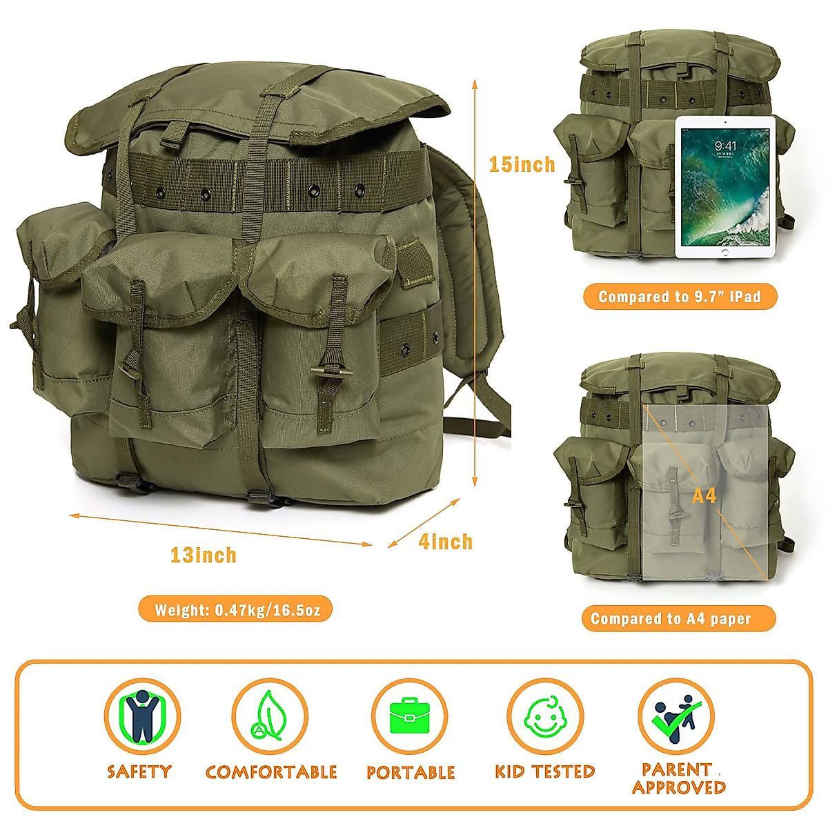 MT Mini ALICE Pack for Kids, Military Army Style Children Rucksack