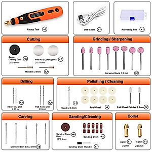 GOXAWEE Mini Cordless Rotary Tool with 105pcs Accessories, 5-Speed 18000rpm and USB Charging, Multi-Purpose Power Rotary Tool with 3.7V Li-ion Battery for Handmade Crafting and DIY Creations.