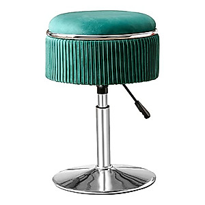 Round Storage Vanity Stool, 360°Swivel Height Adjustable Stool Chair, Emerald Vanity Stool Chair for Makeup Room, Velvet Stool for Vanity With Storage, Vanity Ottoman Chair for Bathroom Living Room