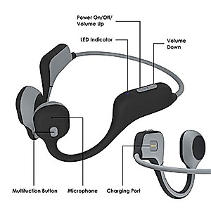 YODZ Bluetooth 5.0 Bone Conduction Headphones, IPX6 Waterproof Wireless Outdoor Sport Headset with Mic, USB Charging, for Running Driving Cycling, Meeting,Blue