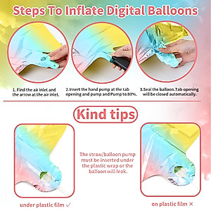 Rainbow Number 5 Balloons, 5th Birthday Balloon, 40inch Gradient 5 Balloon Numbers, Large Self Inflating Foil Balloon, 5th Birthday Decorations for Kids Birthday Party, 5 Anniversary Decorations