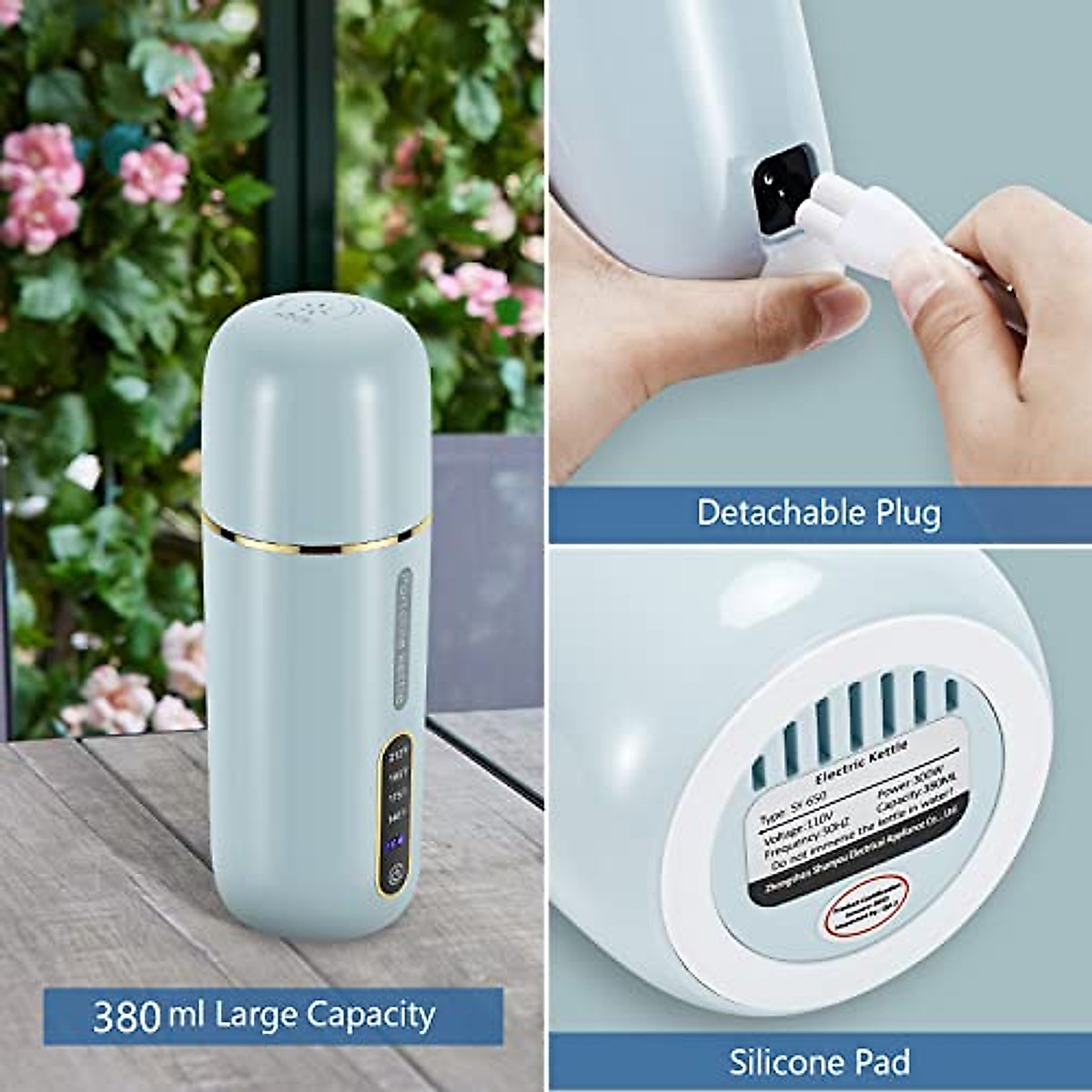 Portable Electric Kettle - 380ml Mini Travel Electric Tea Kettle - Electric Hot Water Kettle - Small Portable Water Boiler