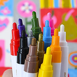 Primrosia Essentials 12 Extra Fine and 12 Medium Acrylic Paint Pens for Bullet Journaling, Drawing and Coloring