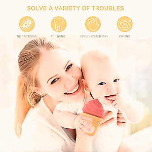 Baby Teething Toys (4 Pack), Olele Baby Chew Toys, BPA-Free Baby Teething Toy for Babies 6-12 Months. Natural Organic Freezer Safe Fruit Teether Toys for Toddlers, Specialized Relief Gingival Pain.