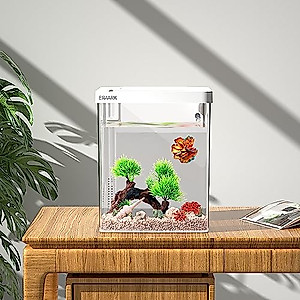ERAARK 1.5 Gallon Betta Fish Tank self Cleaning, Smart Aquarium kit Supports Bluetooth, Fish Tank with Filter LED Light, Water Pump, Fish Tank Starter Kits, Fish Bowl