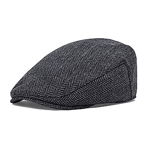 STARANCE Men Hat Wool Blend Newsboy Ivy Hat Tweed Flat Cap (Herringbone Gray, 7 1/2)