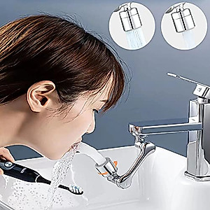 2 Pack Faucet Extender, 1080° Large-angle Rotating Splash Filter Faucet, Universal 1080 Swivel Robotic Arm Swivel Extension Faucet Aerator, Faucet Extender for Bathroom Sink with 2 Water Outlet Modes